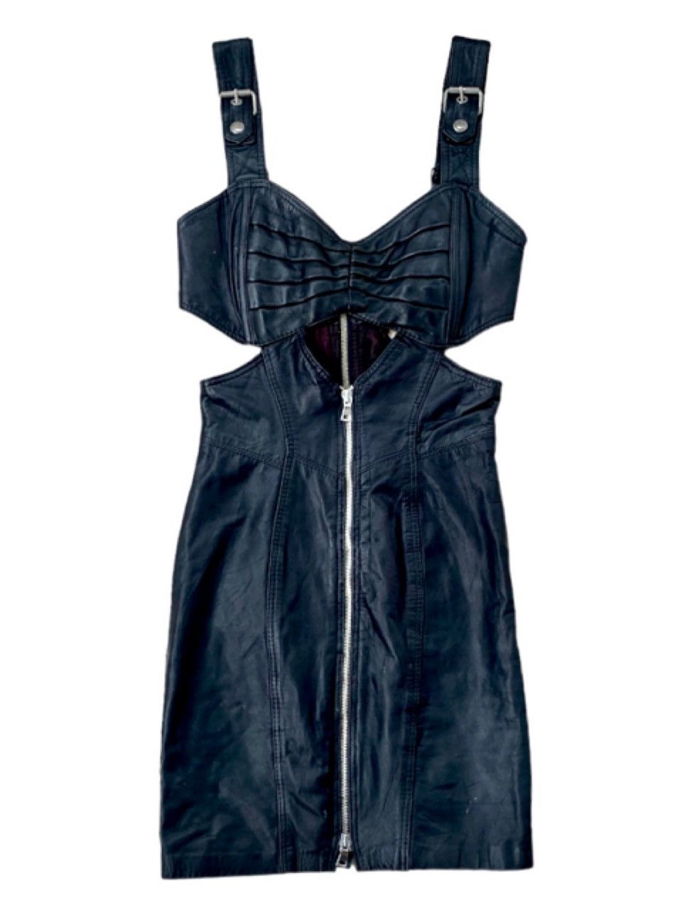 Parasuco 90’s Parasuco Leather Cut-out Zip Up Corset Dress | Grailed