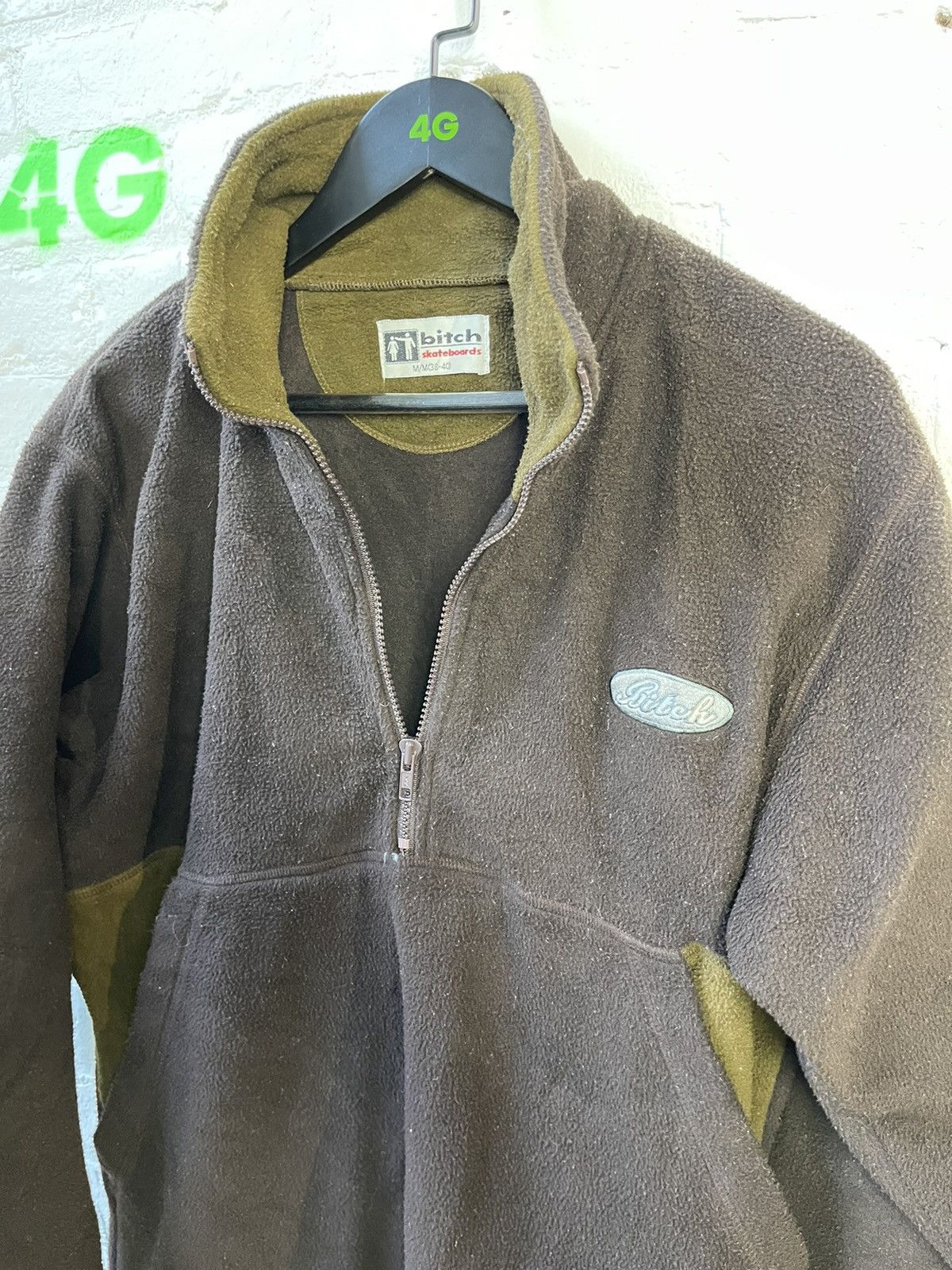 Vintage 90s BITCH SKATEBOARDS THRASHED WORN IN SWEATER PUKE GREEN | Grailed