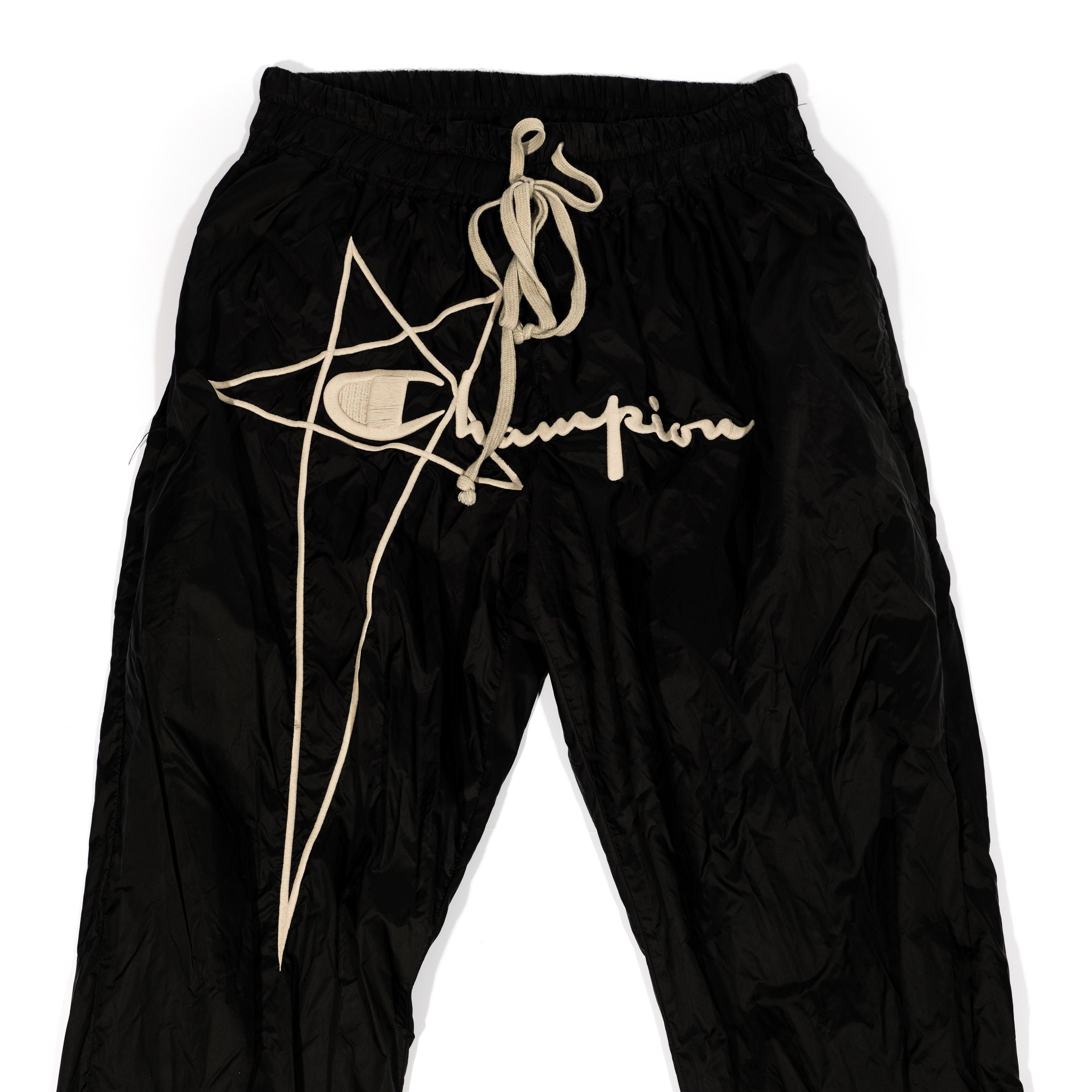 Champion × Rick Owens Rick Owens Black Champion Edition Nylon Track ...