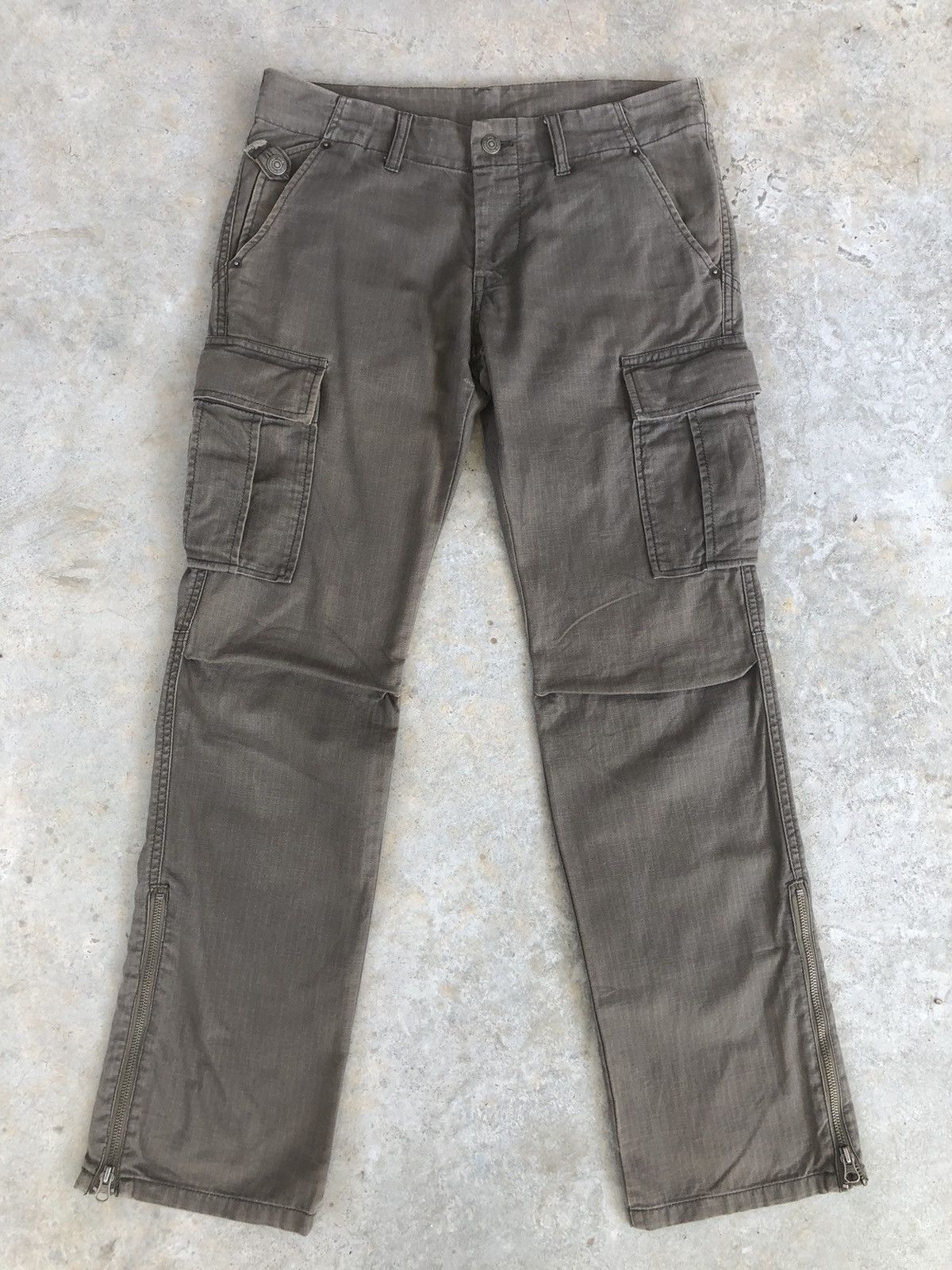 Japanese Brand × PPFM × Streetwear PPFM Herringbone Cargo Pants Tactical Multipocket Zipper Leg ...