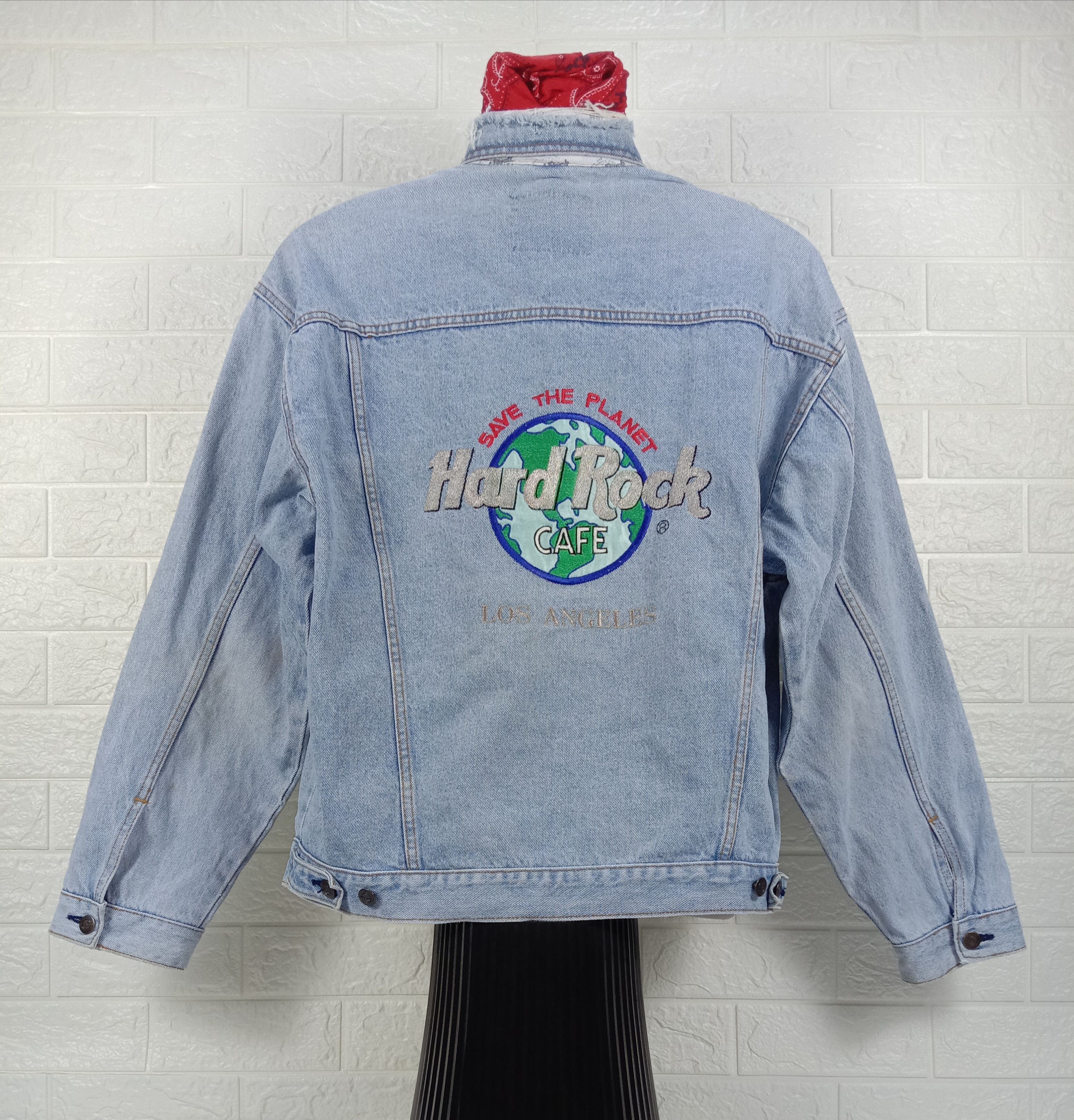 Vintage Vintage Hard Rock Cafe Los Angeles Distressed Denim Jacket ...