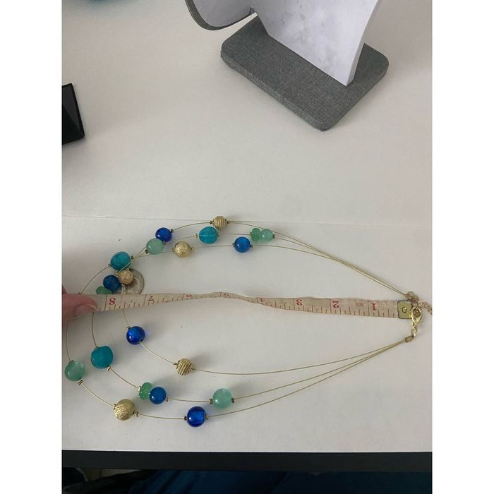 Generic Blue and gold bead layered necklace | Grailed