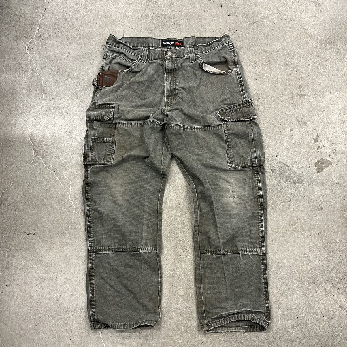 Streetwear × Vintage × Wrangler Wrangler riggs double knee cargo moss ...