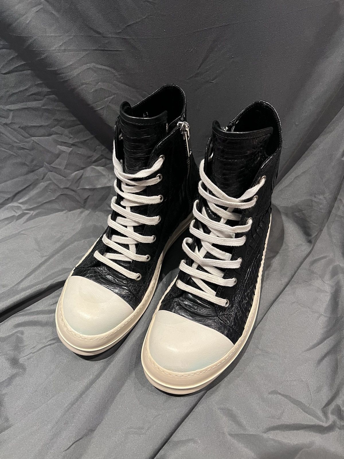 Rick Owens RARE Rick owens mainline Python skin ramones hi-top size41 ...