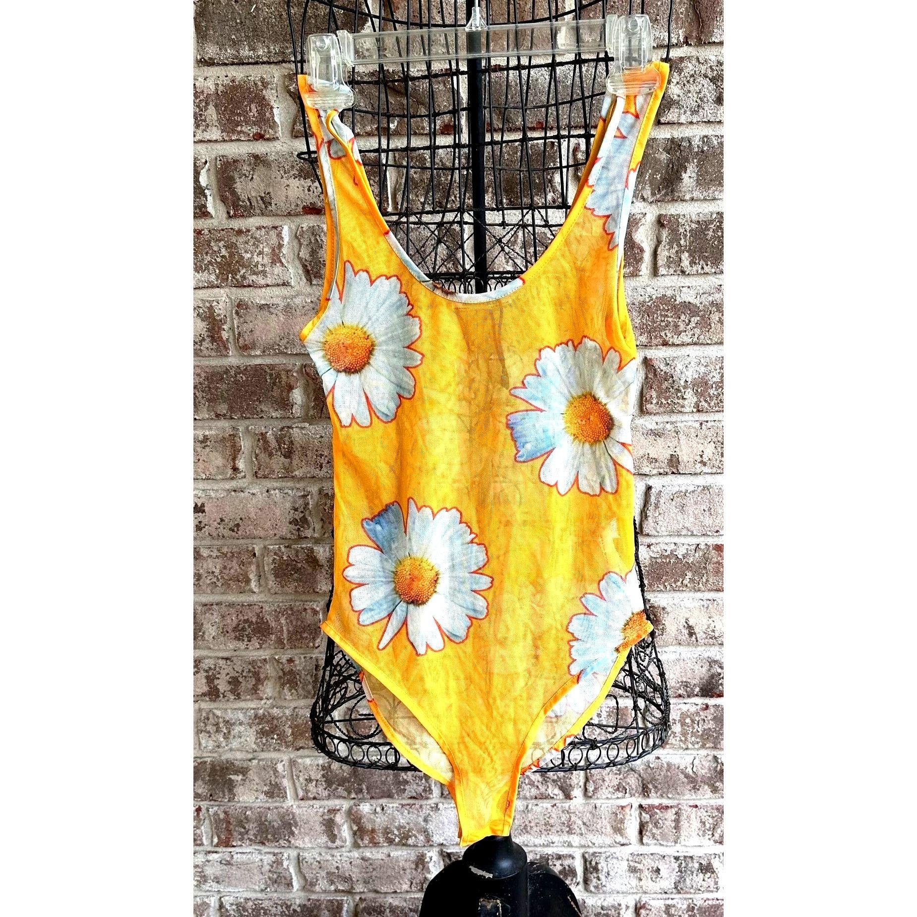 Zara NWT Zara Sheer Yellow Golden Daisy Mesh Bodysuit Small | Grailed