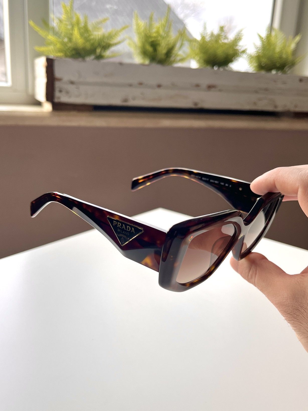 Vintage PRADA DIAMOND SYMBOLE TRIANGLE LOGO SQUARE SUNGLASSES | Grailed