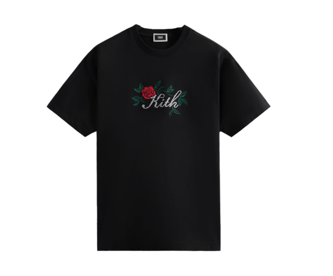 Hypebeast × Kith × Streetwear Kith Script Needlepoint Tee Black • S | Grailed