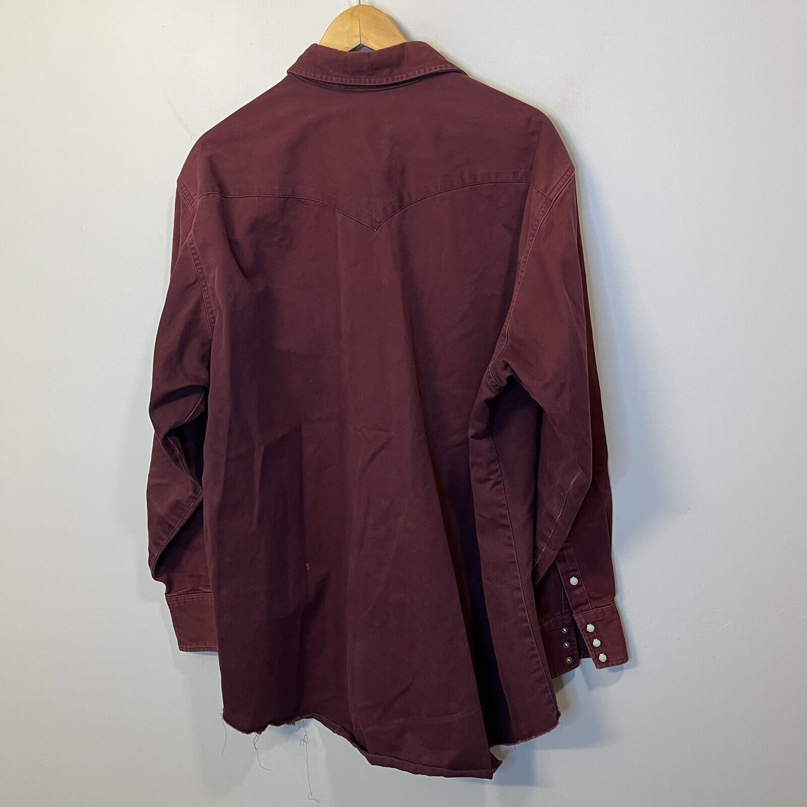 Vintage Vintage Wrangler Maroon Pearl Snap 18 1/2x37 Shirt | Grailed