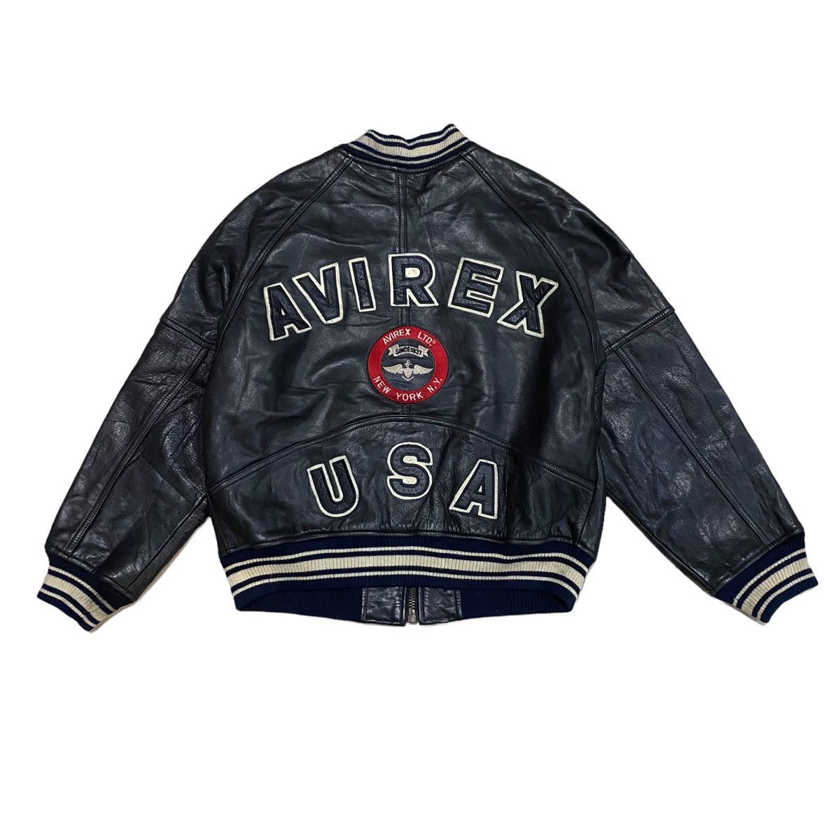 Avirex Vintage Avirex USA Varsity Leather Jacket | Grailed