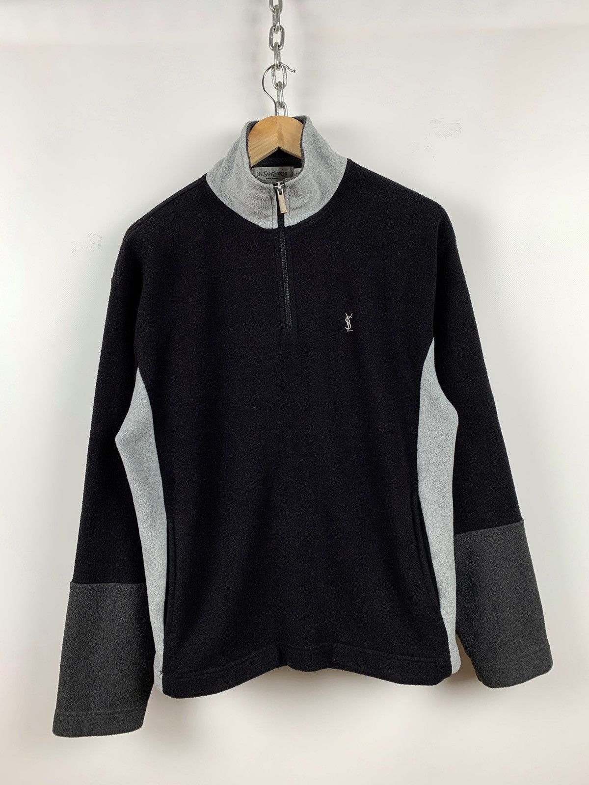 Vintage 90s Vintage Yves Saint Laurent YSL Fleece Zip 1/4 Sweatshirt ...