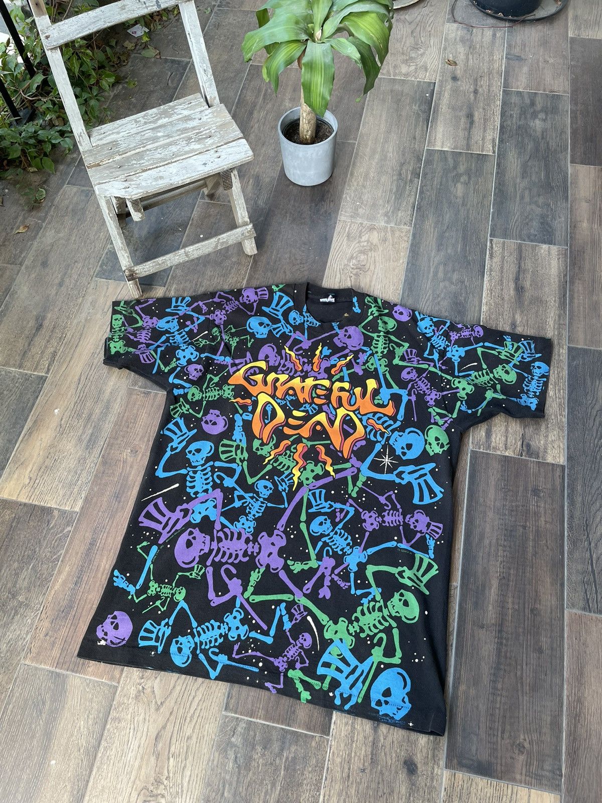 Vintage 1992 Grateful Dead Space AOP Single Stitch Skull Rainbow Tee ... Vintage 1992 Grateful Dead Space AOP Single Stitch Skull Rainbow Tee ...