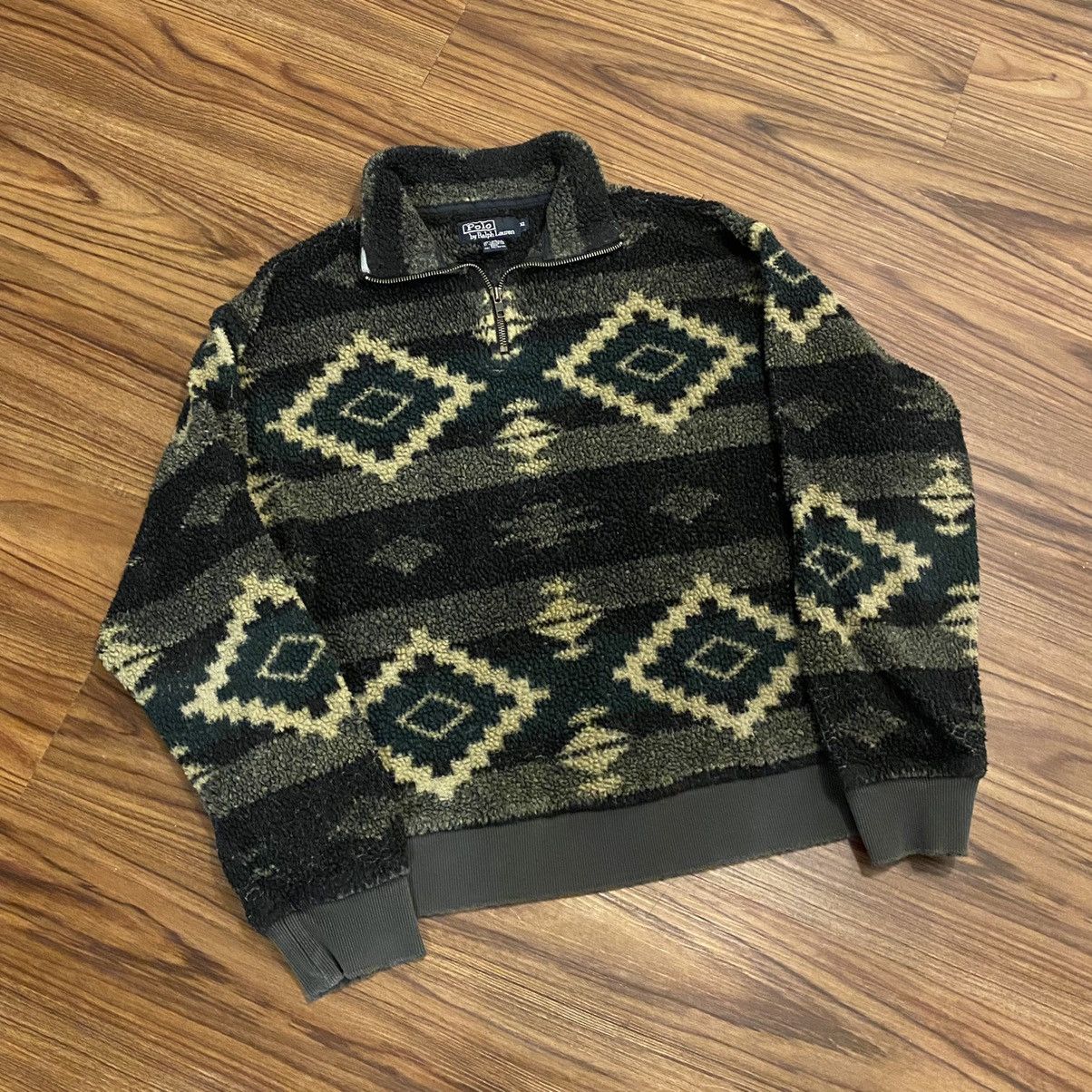 Polo Ralph Lauren × Vintage RARE POLO RALPH LAUREN 90s AZTEC ZIP NAVAJO INDIAN SWEATER | Grailed