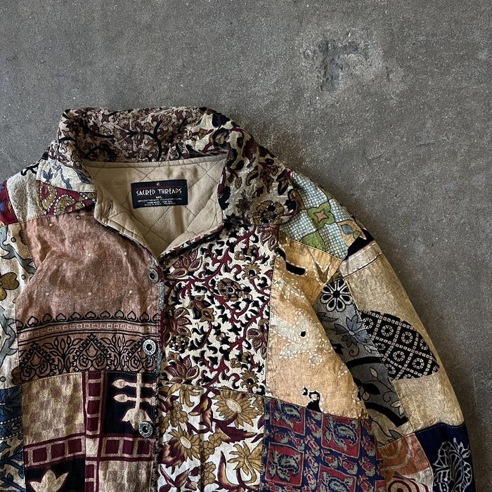 Vintage Vintage 90s Sacred Threads Patchwork Button Up Light Jacket | Grailed