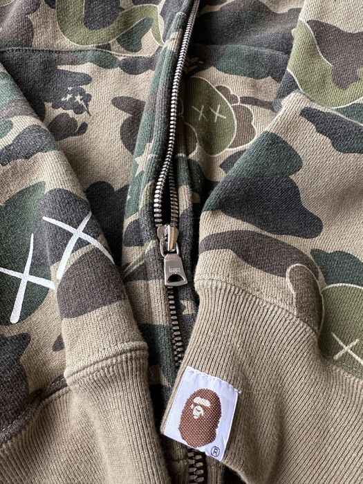Bape Bape x Kaws 1st Camo Bendy Full Zip Hoodie | Grailed