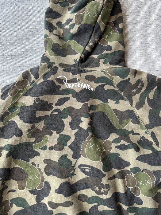 Bape Bape x Kaws 1st Camo Bendy Full Zip Hoodie | Grailed