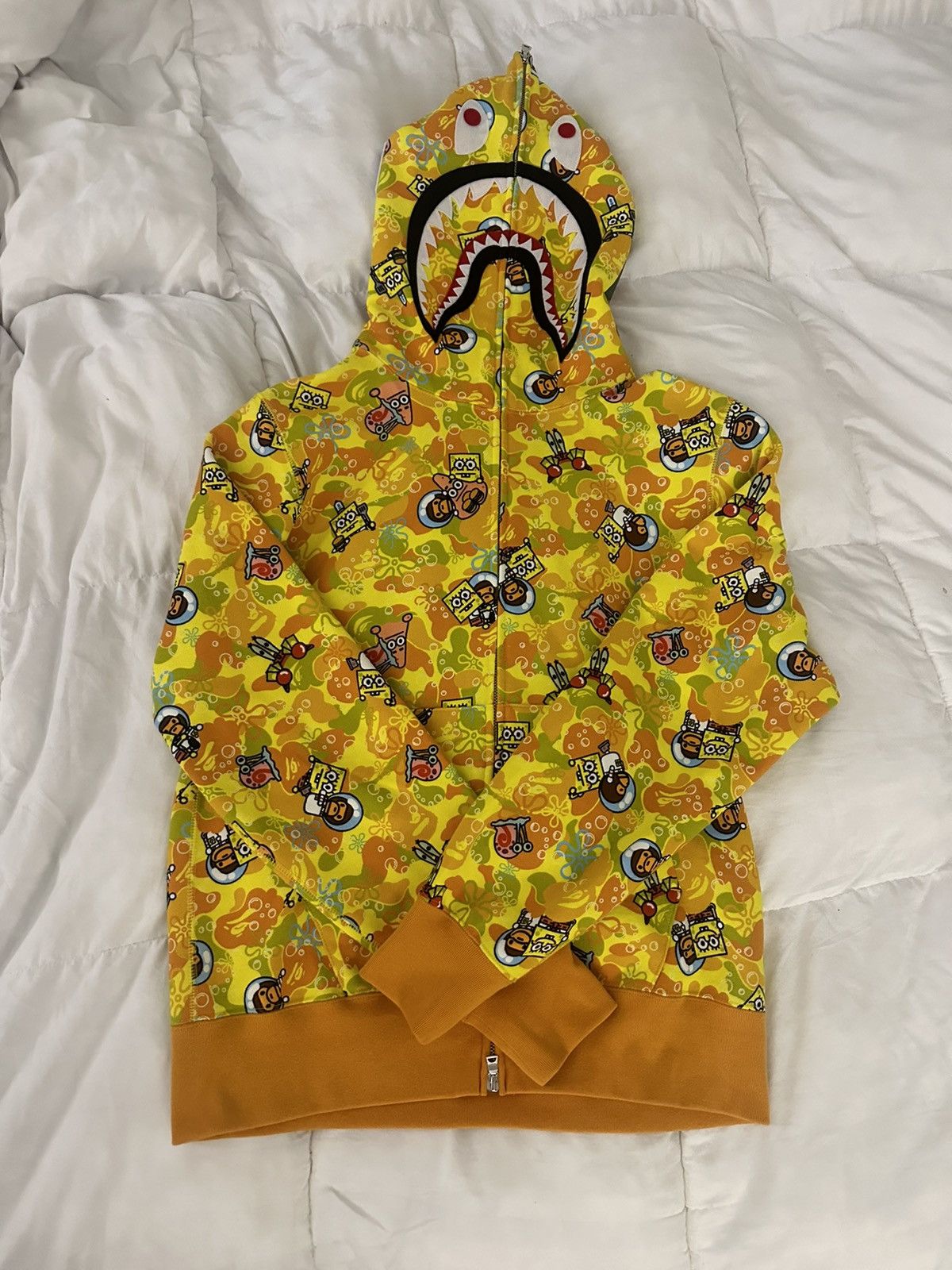 Bape Bape Shark Hoodie Spongebob Yellow | Grailed
