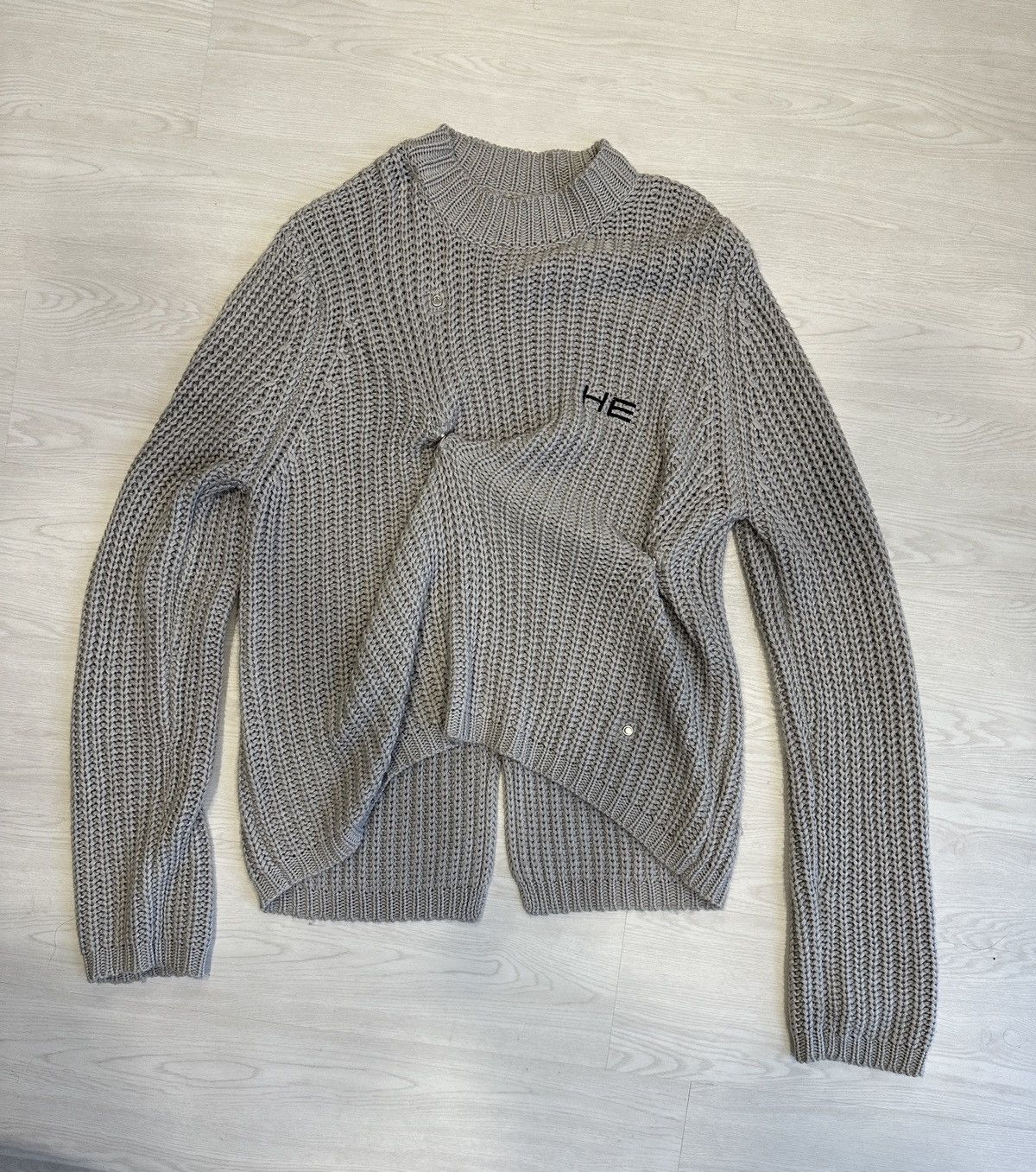 Heliot Emil HELIOT EMIL GREY KNIT WARPED SWEATER | Grailed