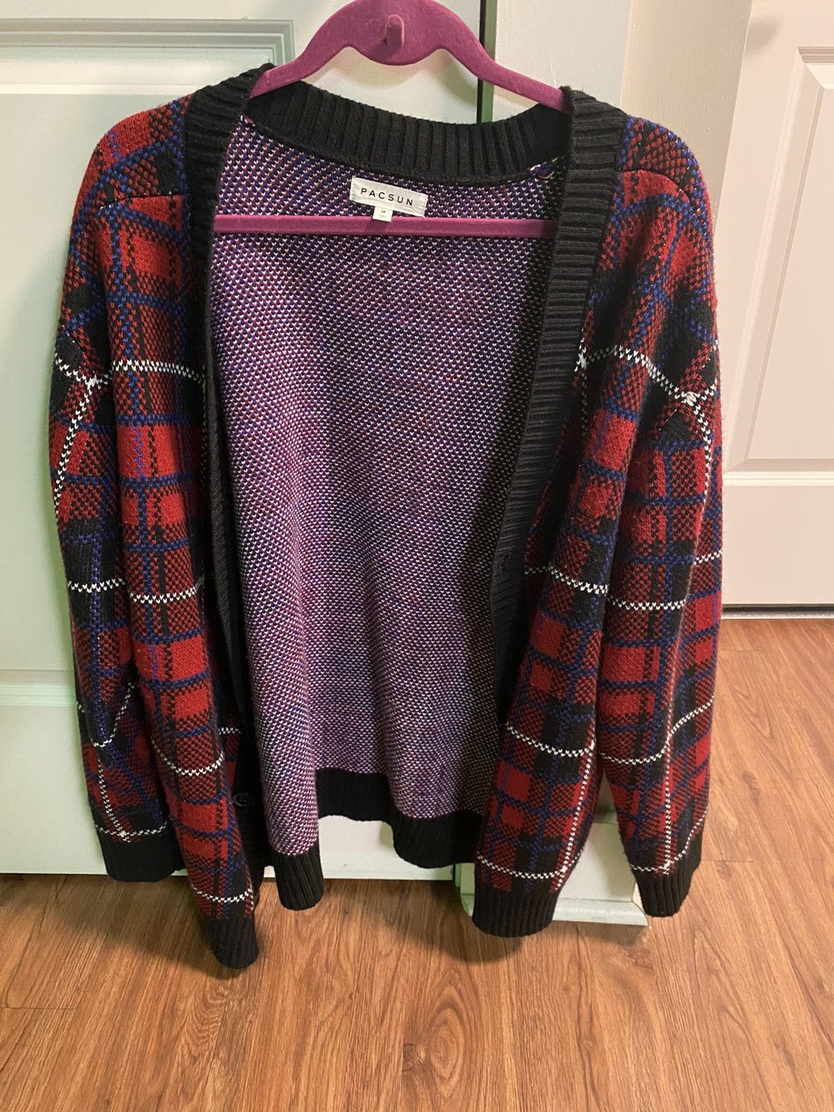 Pacsun Red Plaid Cardigan | Grailed