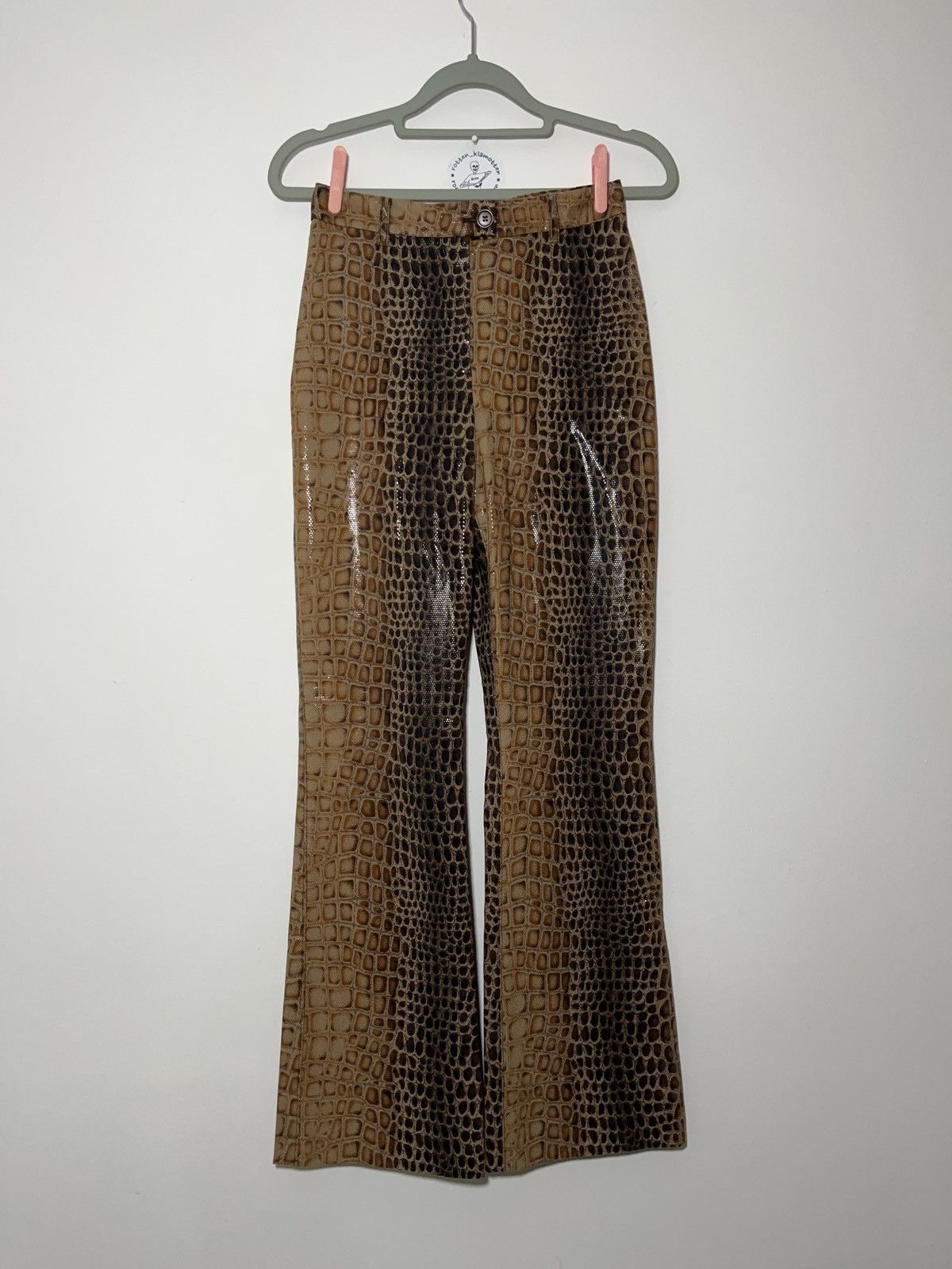 Vintage Vintage bell bottoms shiny snakeskin Python print pants y2k ...
