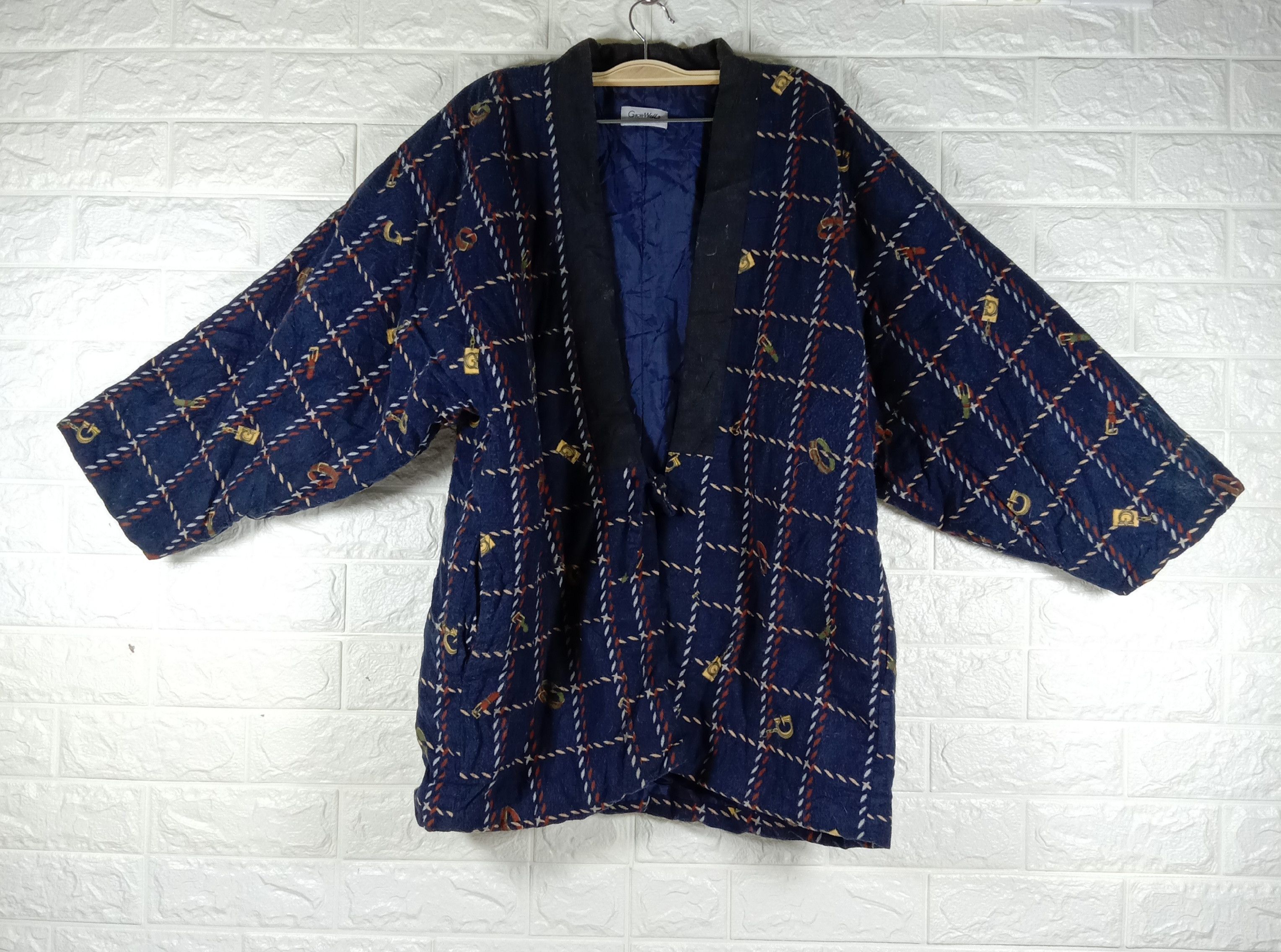 Cardigan Vintage Japanese Plaid Hanten Noragi Style Kimono Cardigan ...
