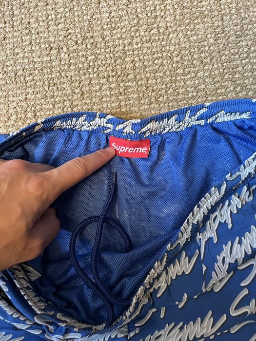Supreme Signature Script Logo Swim Trunks | Grailed