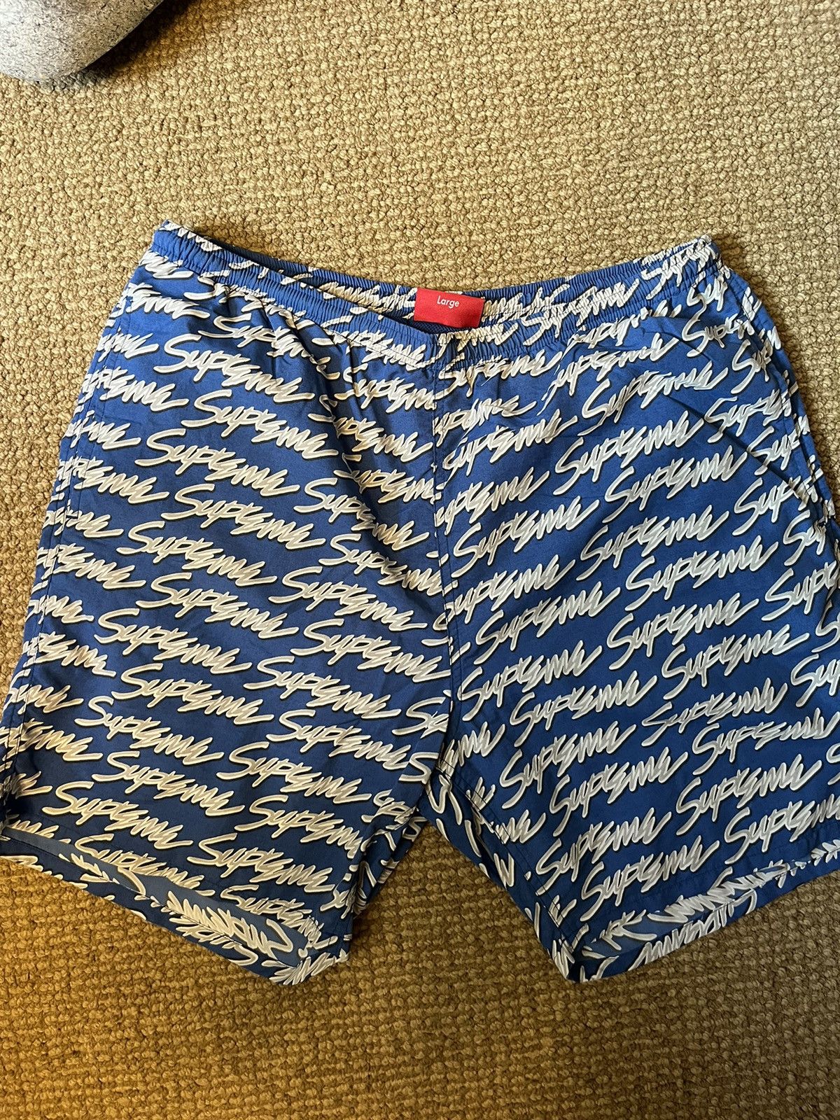 Supreme Signature Script Logo Swim Trunks | Grailed