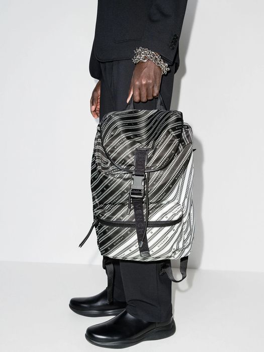Givenchy GIVENCHY black & white Light 3 nylon stripe logo backpack ...