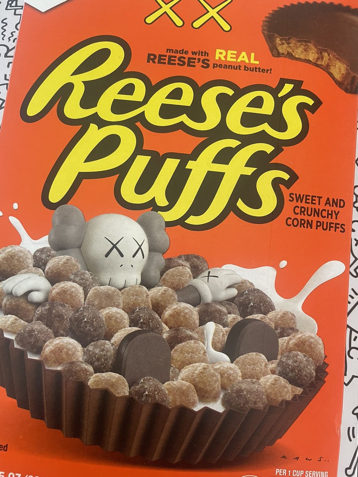Kaws NEW 11.5oz Box of KAWS x Reese’s Puffs Cereal Mint Condition | Grailed