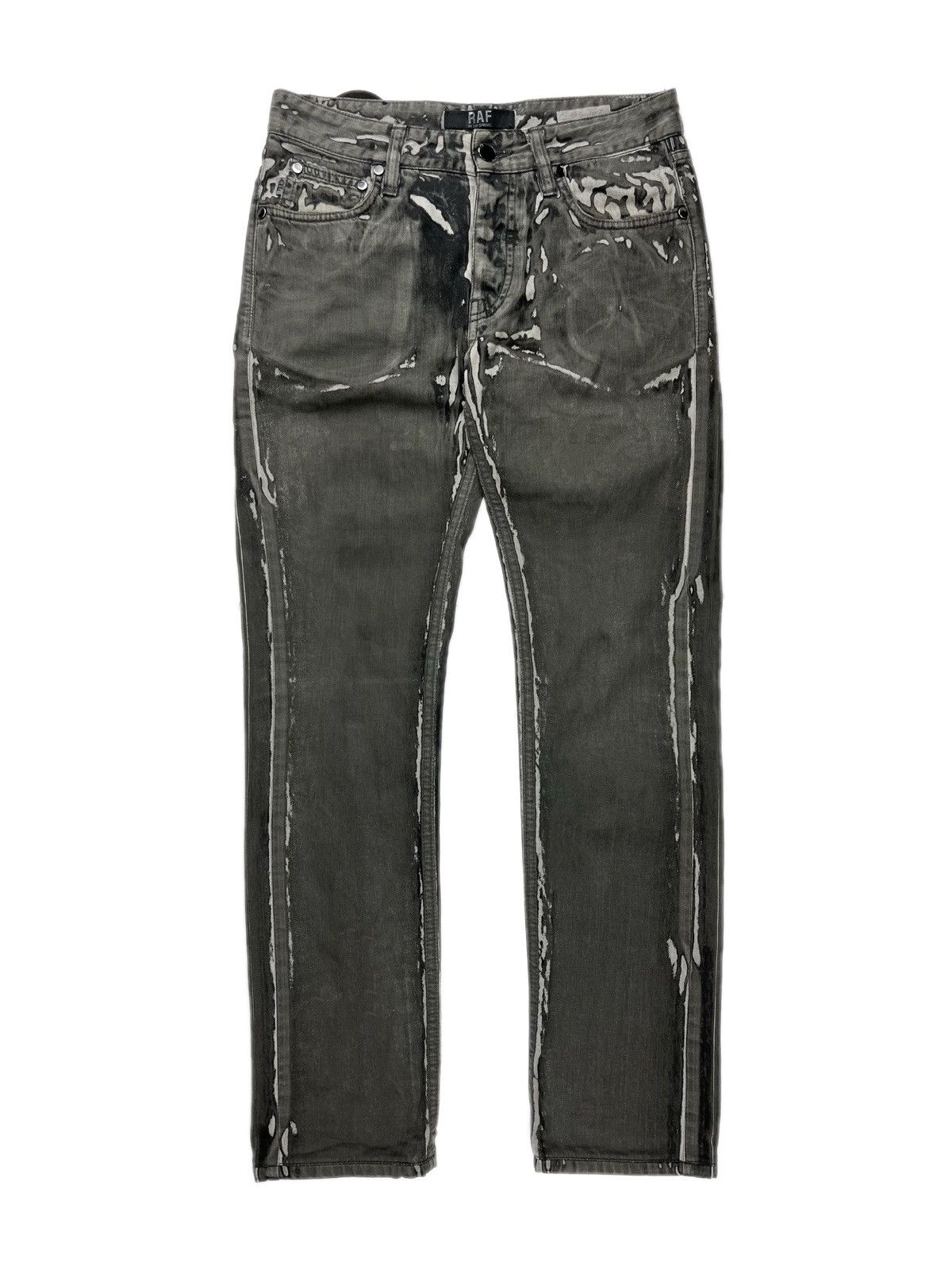 Raf Simons × Raf by Raf Simons Raf Simons Oil Spill Coated Denim Jeans ...