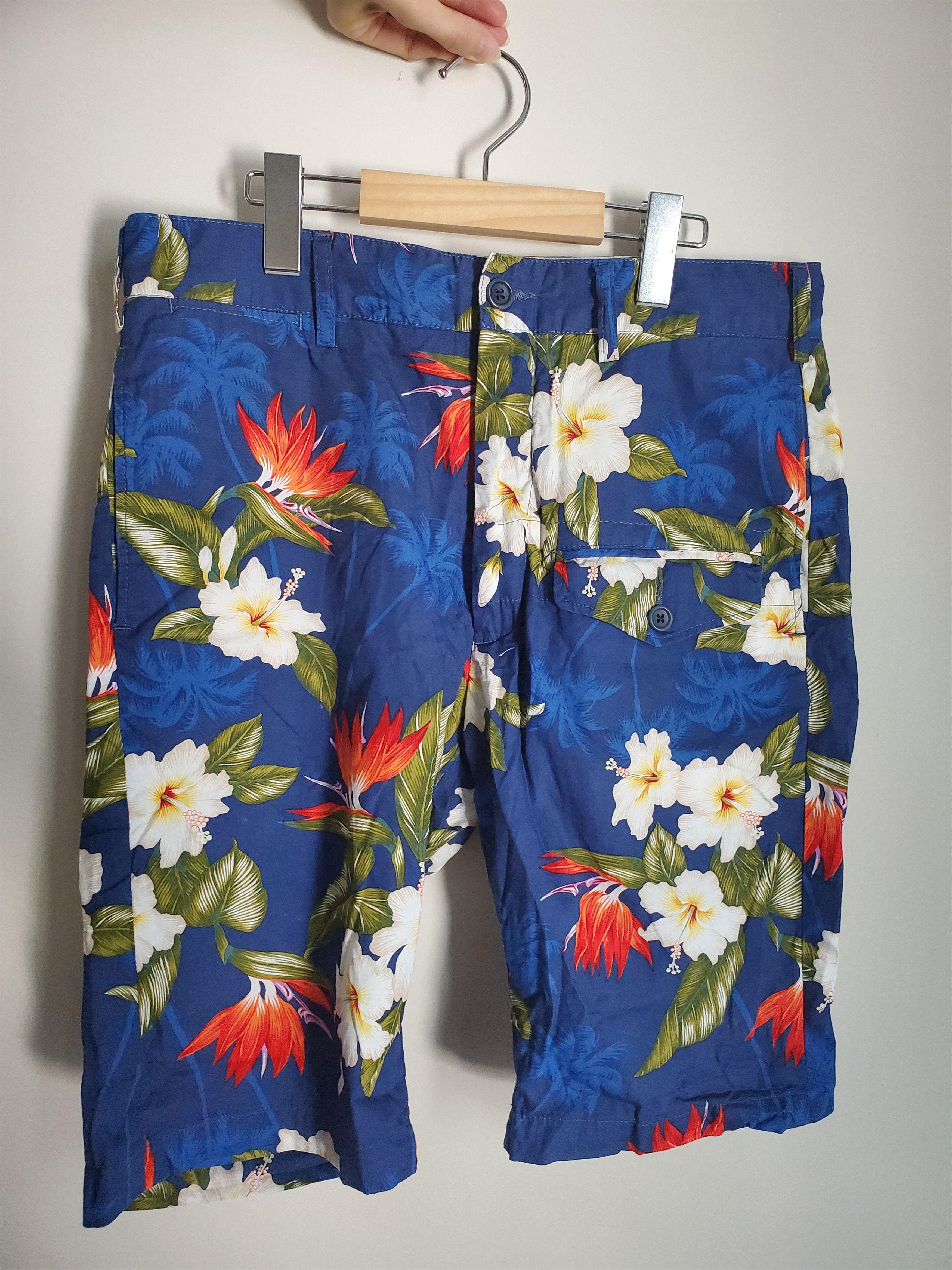 Engineered Garments SS13 Navy Hawaiian Print Ghurka Shorts | Grailed