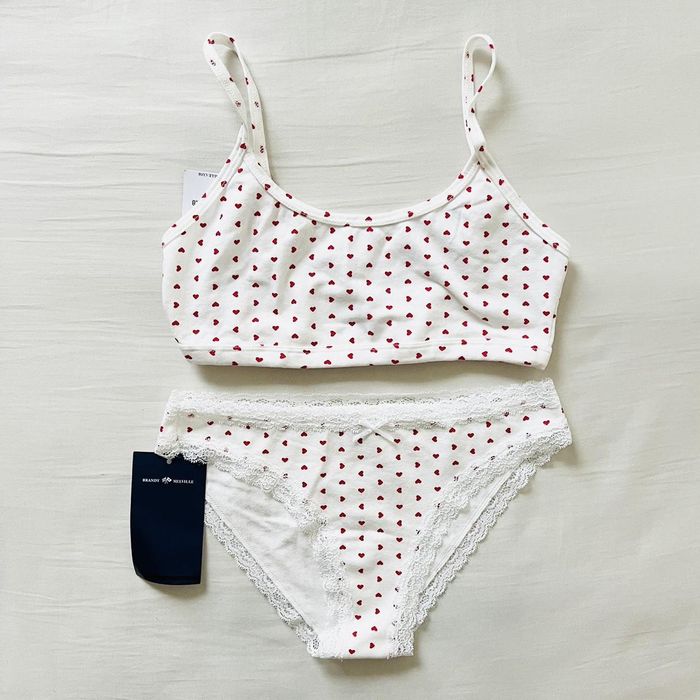 Brandy Melville Brandy Melville heart bralette underwear set | Grailed