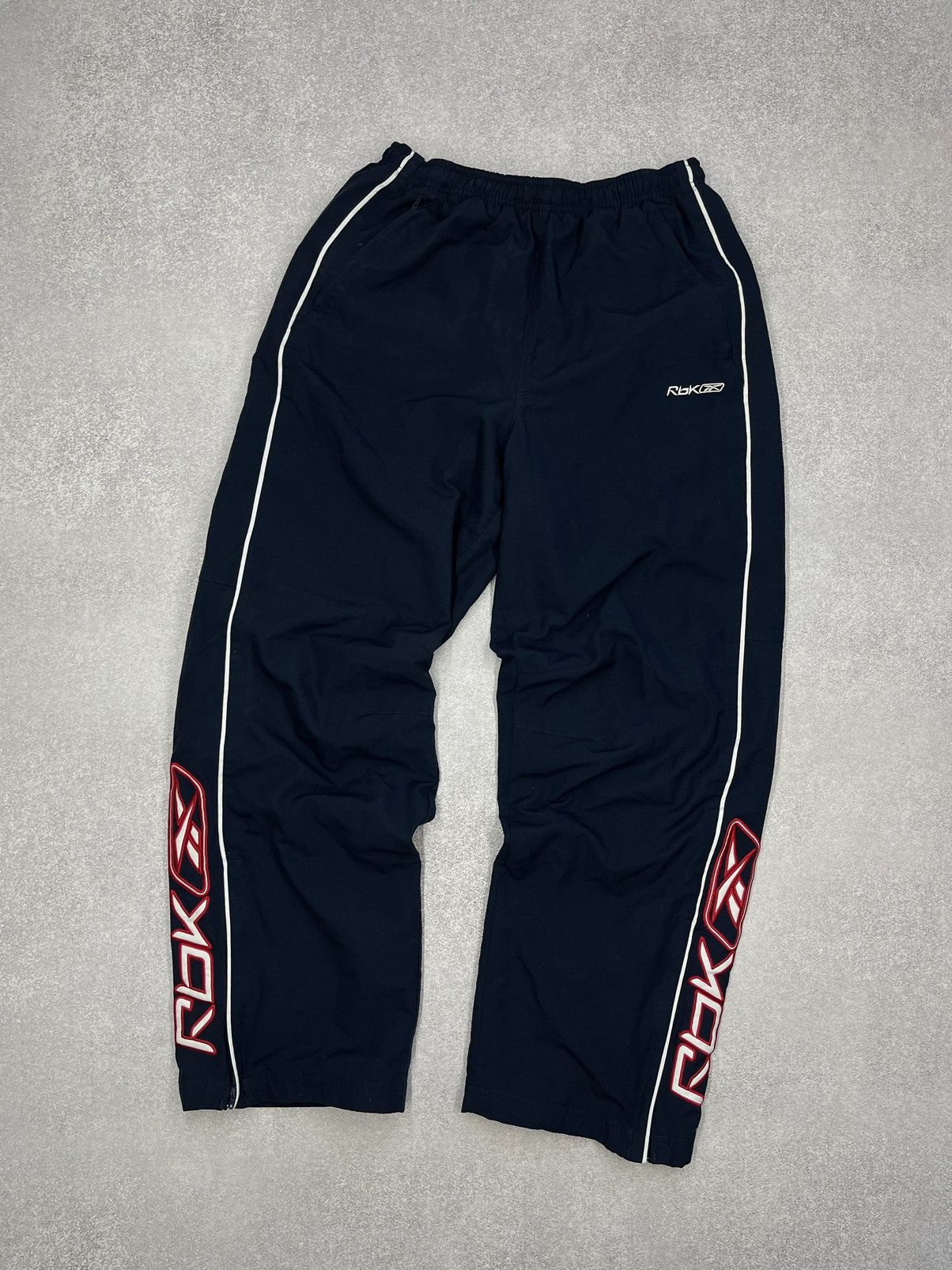 Reebok × Streetwear × Vintage Vintage Reebok Track Pants Big Logo Navy ...