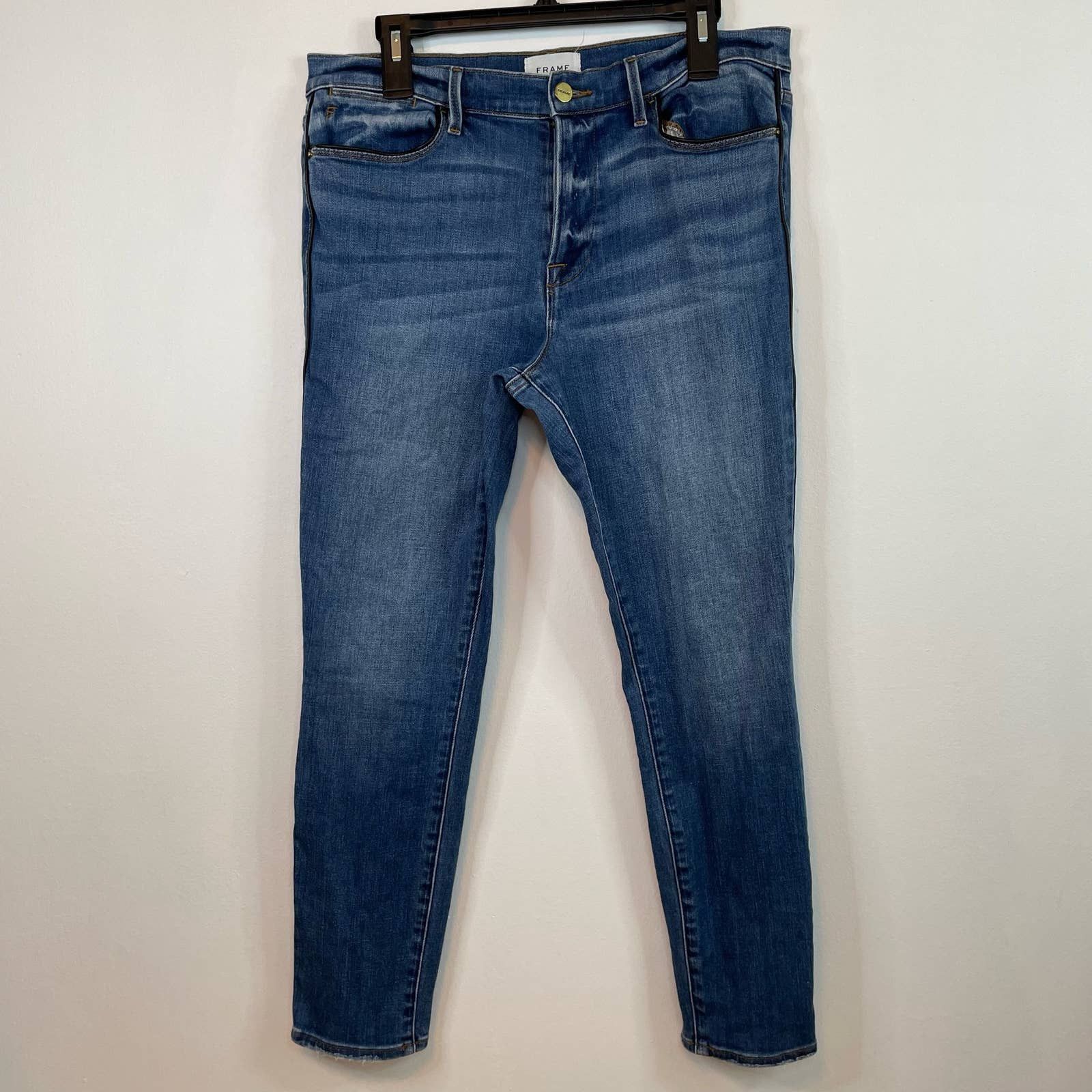 Frame Frame Le High Skinny Jeans 32 Medium Wash Piping Accent | Grailed