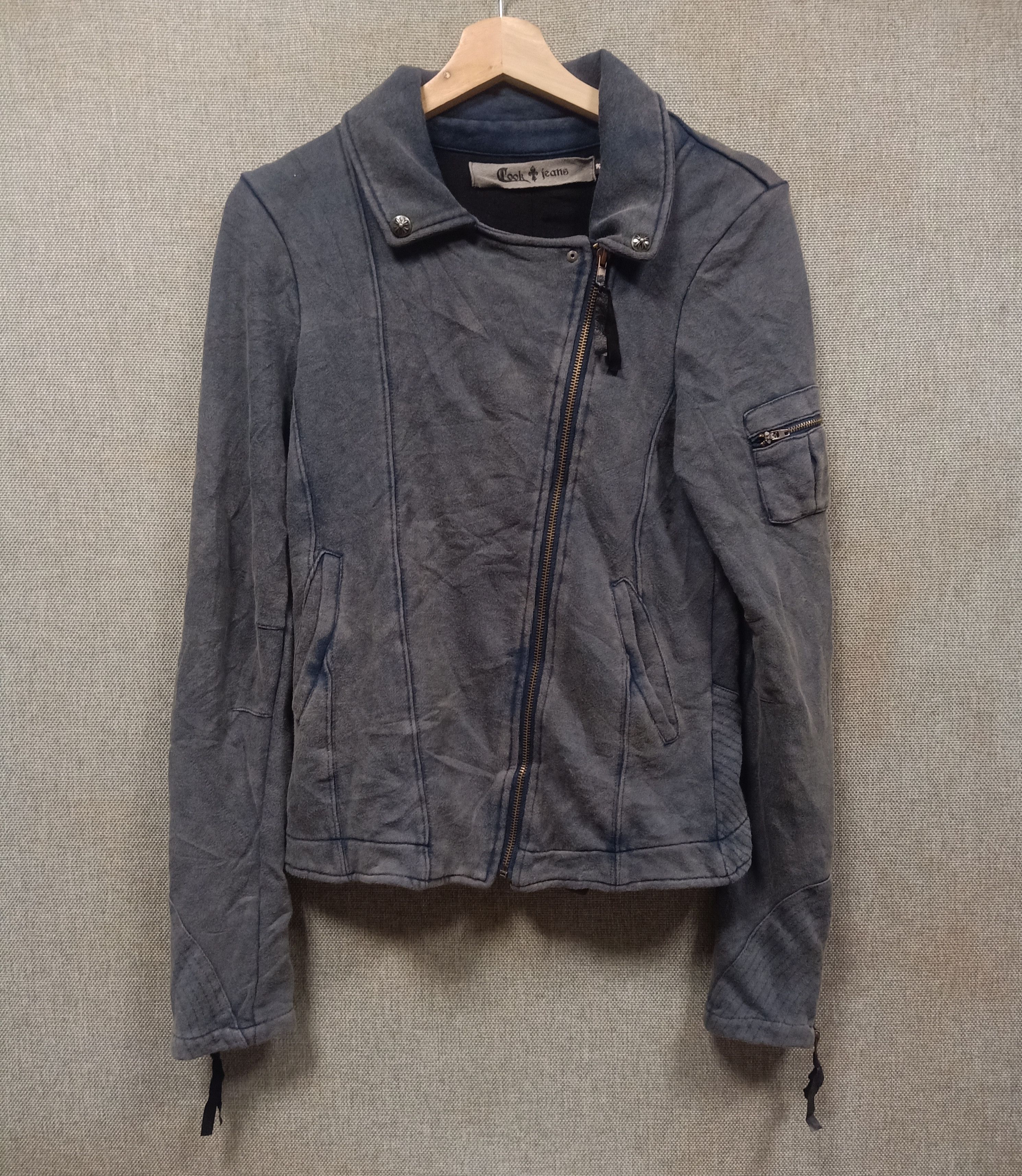 Designer sweatshirt zip cook jeans distressed sunfaded | Grailed