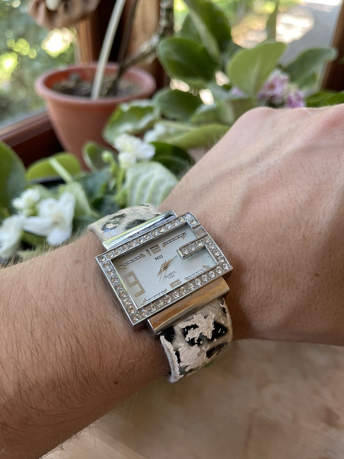 Vintage futuristic bracelet y2k watch MSJ cow color | Grailed