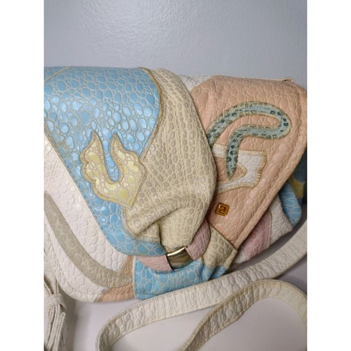 Nas Vintage NAS Korea Alentino 80s Pastel Faux Snakeskin Shoulde | Grailed