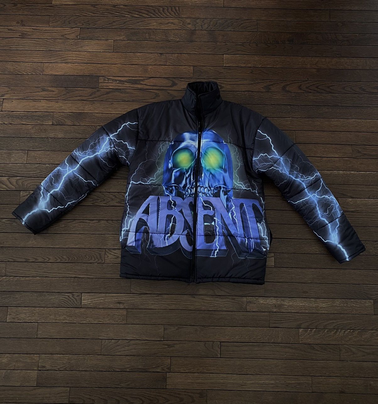 Absent ABSENT USA Skull Lightning Puffer Puffy Jacket Medium M | Grailed