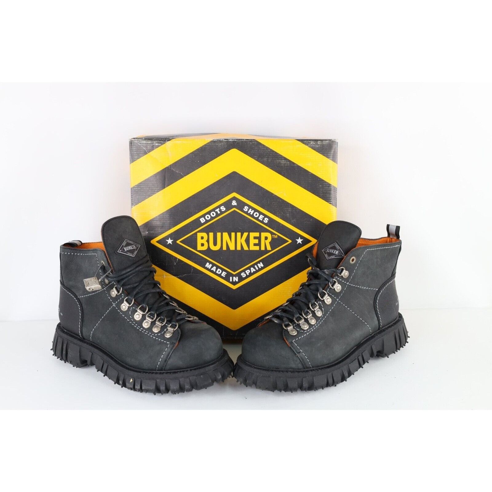 Vintage Deadstock Vintage 90s Goth Chunky Leather Bunker Boots | Grailed