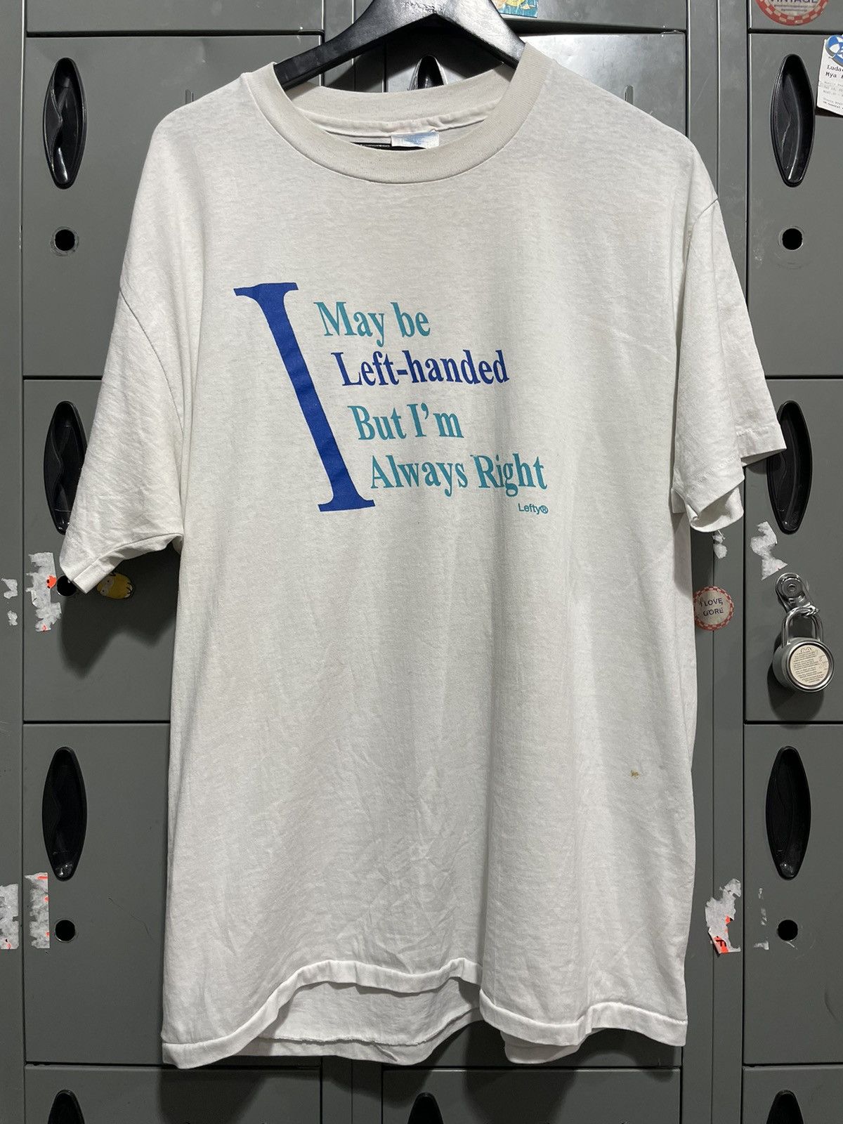 Vintage Left handed but always right Joke statement 90s Art tee | Grailed
