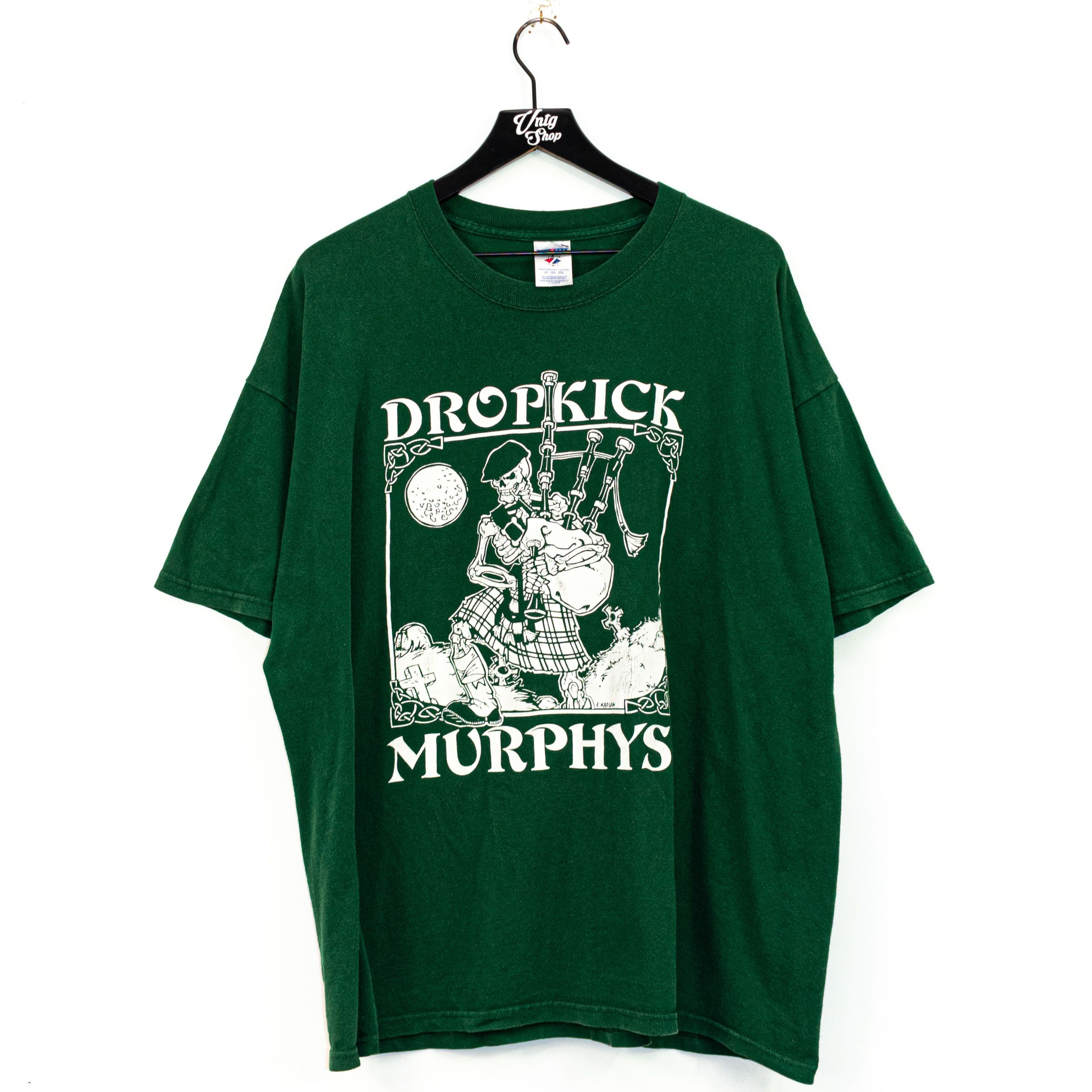 Vintage Y2K DropKick Murphys Bagpipe Skeleton Band T-Shirt Size XXL ...