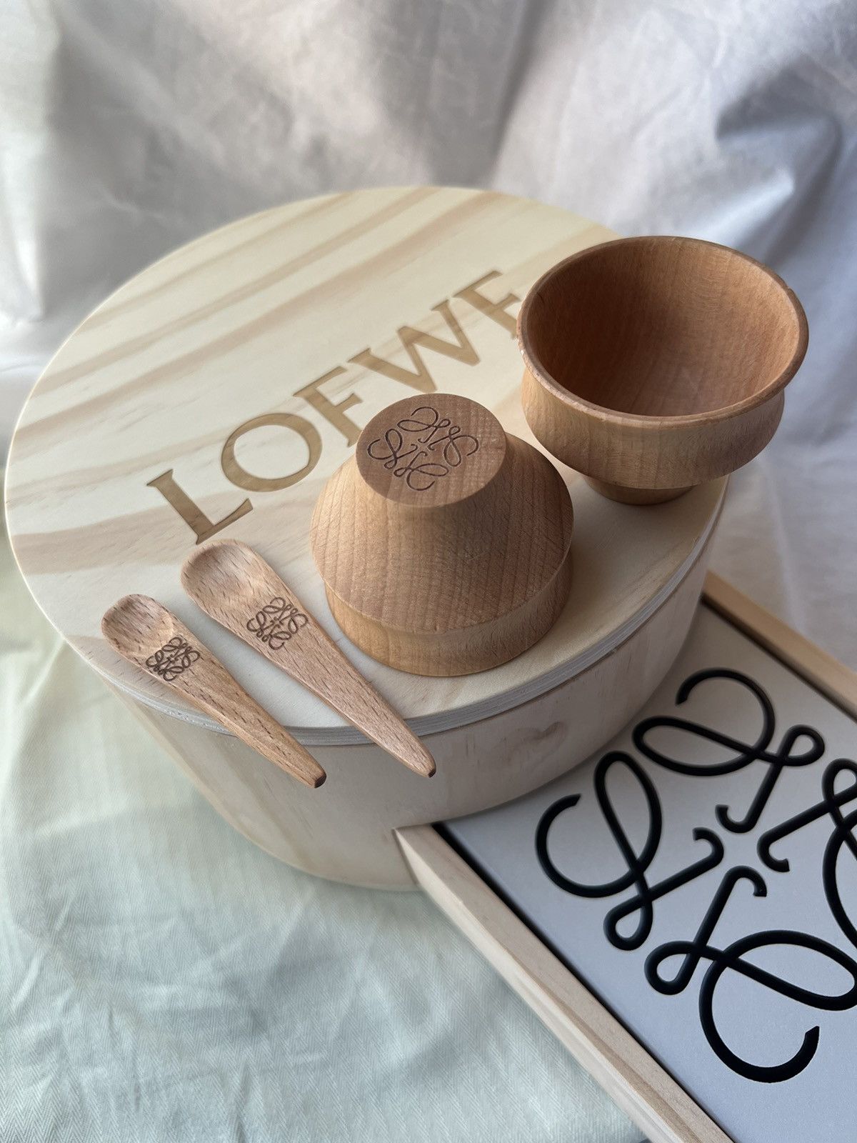 Loewe 🍵 Loewe VIP anagram wooden tea cup set storage jewelry box | Grailed