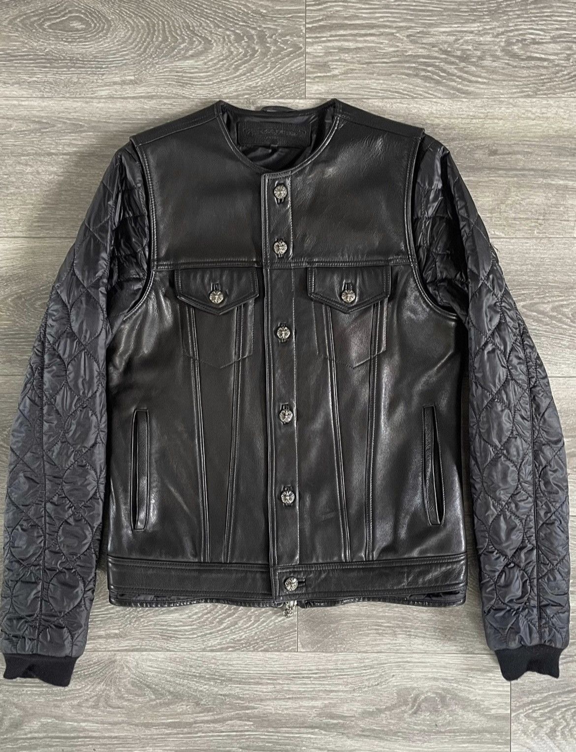 Chrome Hearts Chrome Hearts Leather/Nylon Biker Jacket | Grailed