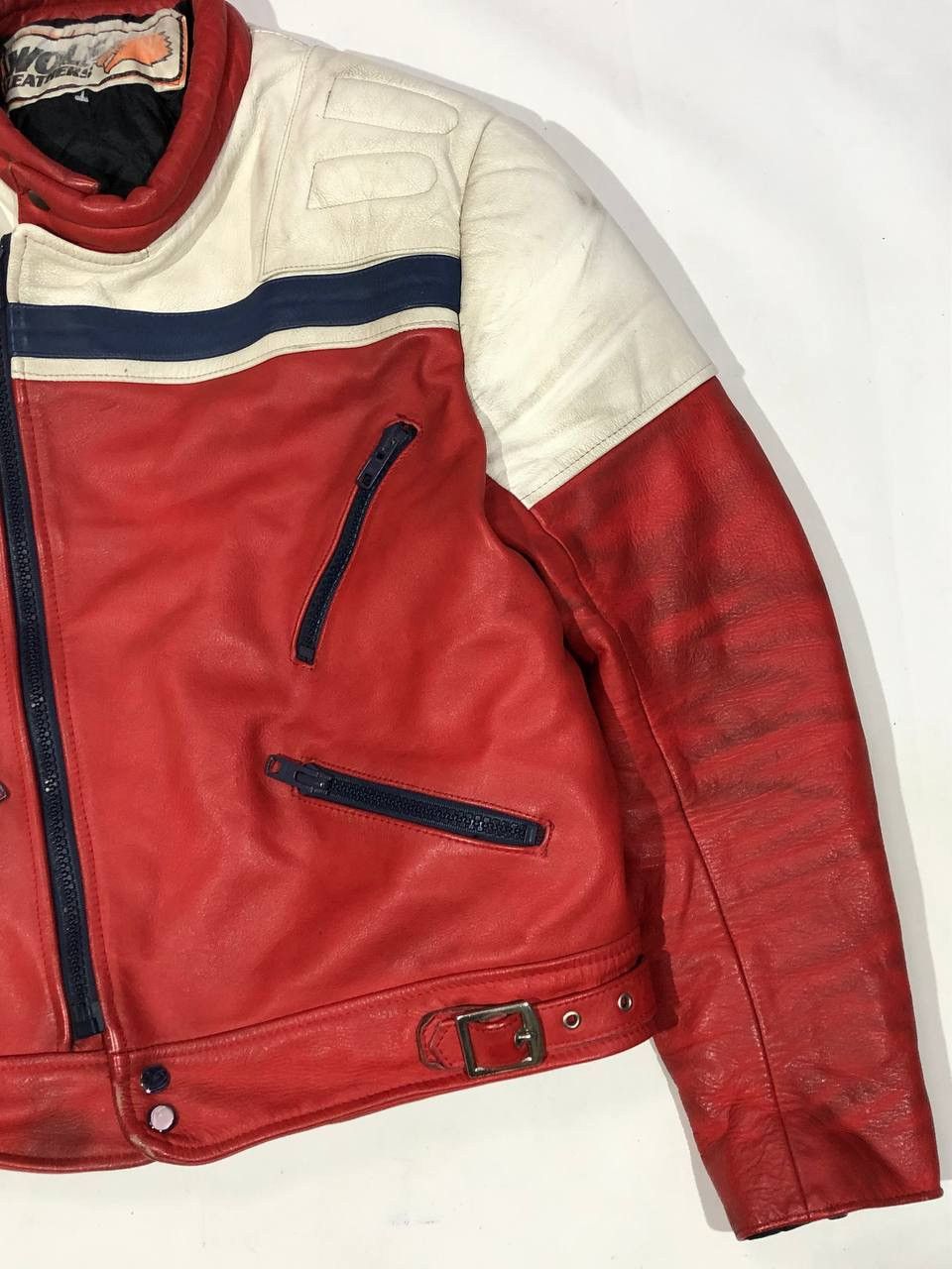 Leather Jacket Wolf Leathers Moto Jacket Vintage Racing Bike Motorcycle ...