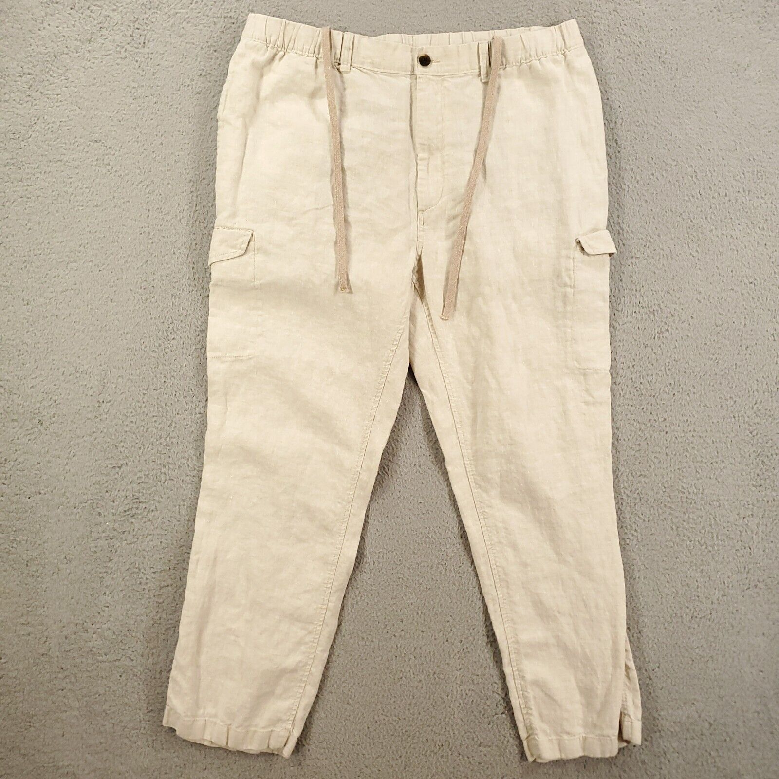 Vintage Caribbean Linen Pants Mens 40 Natural Color Drawstring Elastic ...
