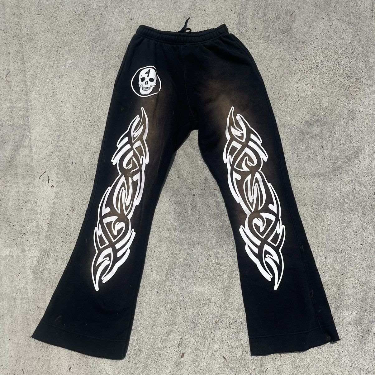 Streetwear Hidden Fours Flare Faded Sweatpants | Grailed