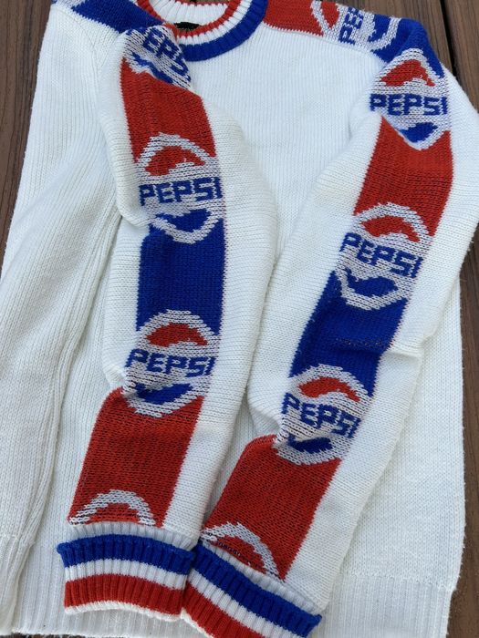 Vintage True Vintage White Pepsi Logo Imperial Made USA Knit Sweater ...