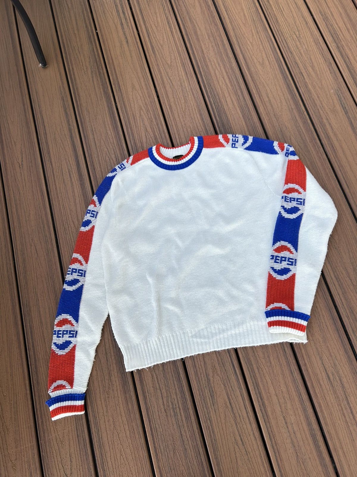 Vintage True Vintage White Pepsi Logo Imperial Made USA Knit Sweater ...