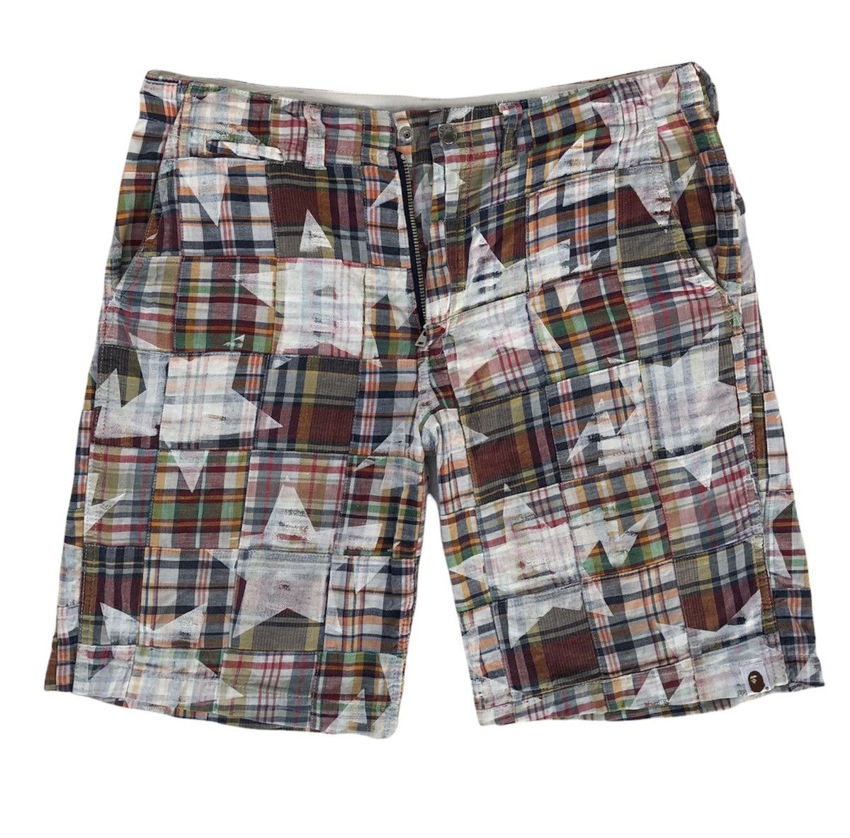 Bape Sta Pattern Patchwork Shorts | Grailed
