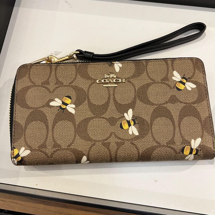 Coach Long Zip Around Wallet In Signature Canvas With Bee Print | Grailed
