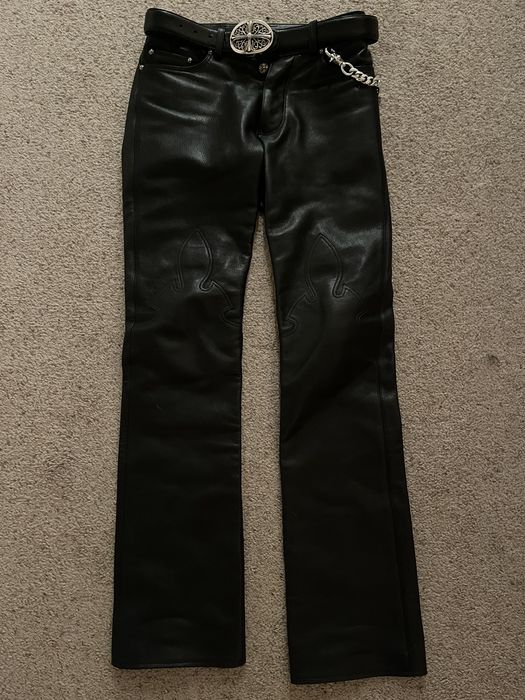 Chrome Hearts Leather Pants Chrome Hearts Fleur Knee | Grailed